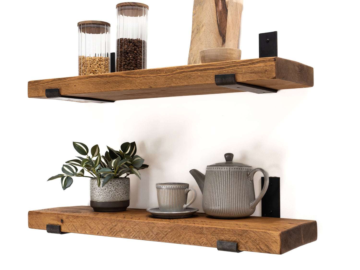 Rustic Bracket Shelves - Traditional Beams