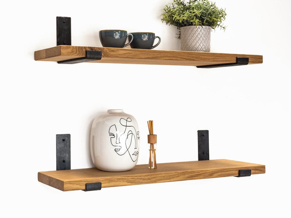 Metal Brackets and Solid Oak Shelf | Industrial Steel Shelves | Order ...