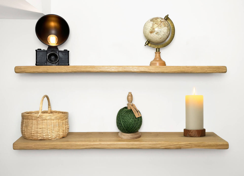 Aged Rustic Oak Floating Shelf - 32mm thick - Solid Oak Floating Shelves