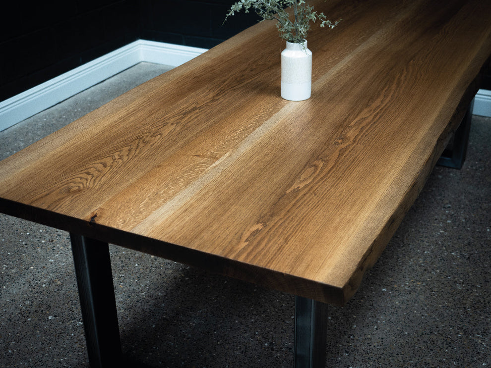 *SOLD* Live Edge European Oak Table 8ft x 3ft (001) - Traditional Beams