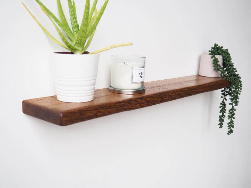 Aged Rustic Oak Floating Shelf - 32mm thick - Solid Oak Floating Shelves