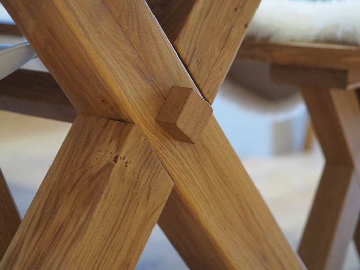 Solid Oak Cross Leg Dining Table - 152cm (5ft approx.) / Yes / Square ...