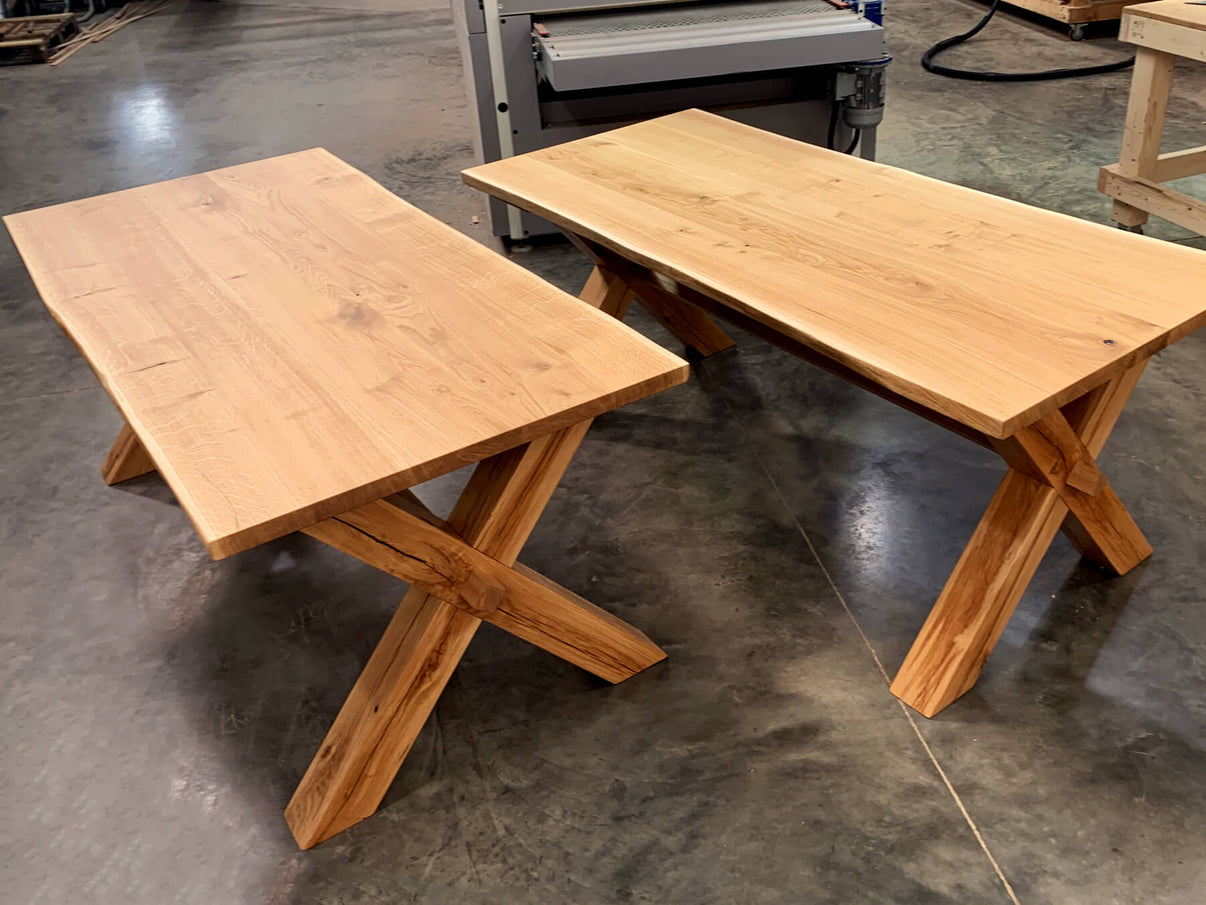 Solid Oak Cross Leg Dining Table - 152cm (5ft approx.) / Yes / Square ...