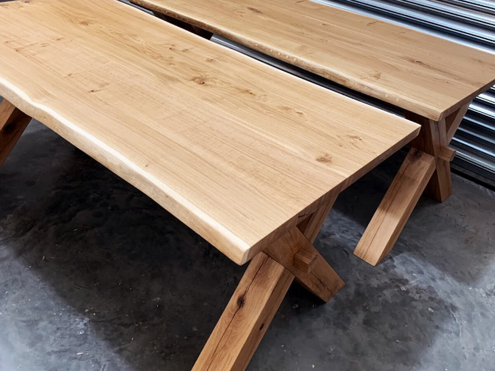 Solid Oak Cross Leg Dining Table - 152cm (5ft approx.) / Yes / Square ...